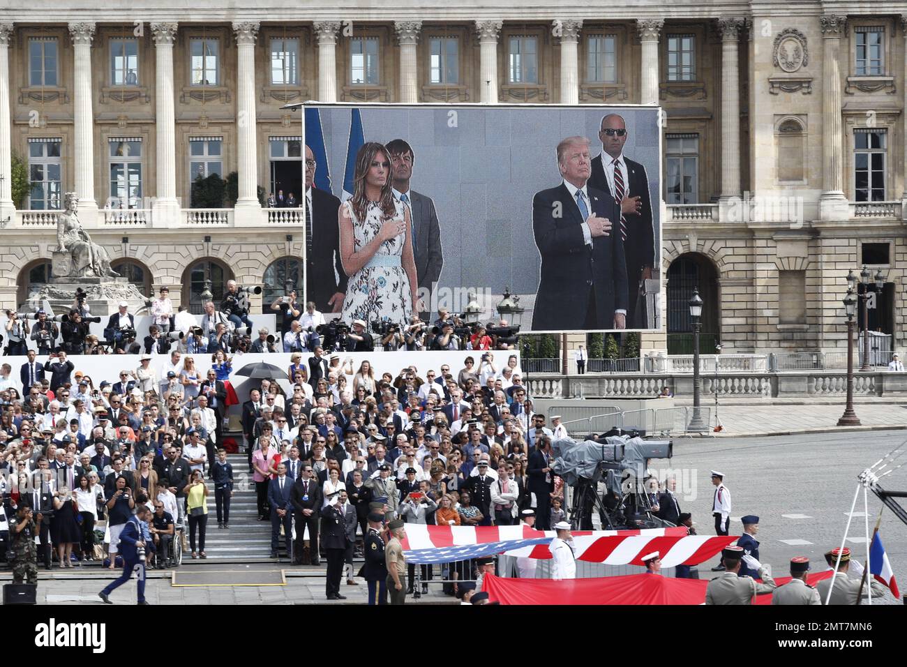 President Donald Trump and French President Emmanuel Macron during ...