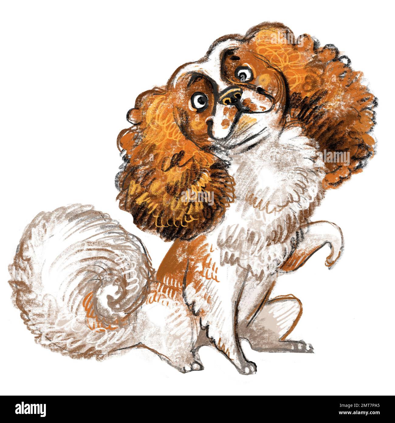 Cute funny cartoon dog character. Cavalier King Charles Spaniel dog ...