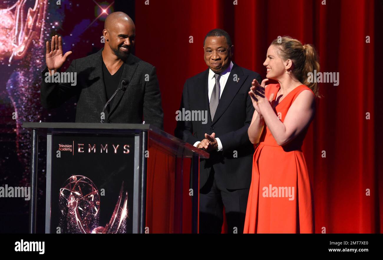 Shemar Moore, from left, Television Academy chairman and CEO, Hayma ...