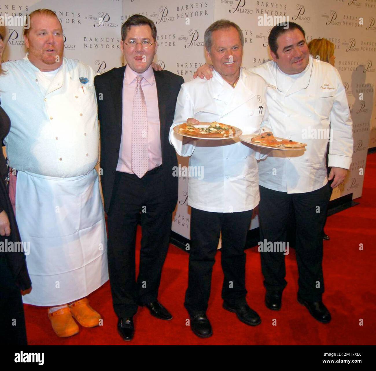 Mario Batali, Wolfgang Puck and Emeril Lagasse attend the grand opening ...