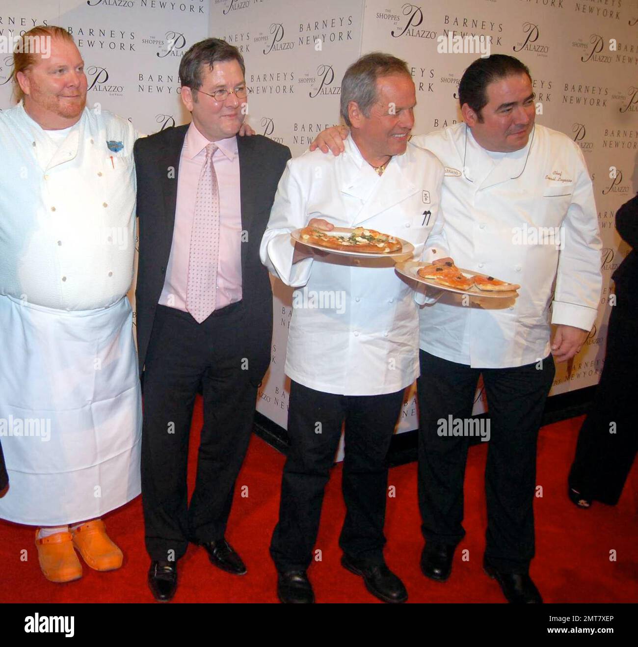 Mario Batali, Wolfgang Puck and Emeril Lagasse attend the grand opening ...