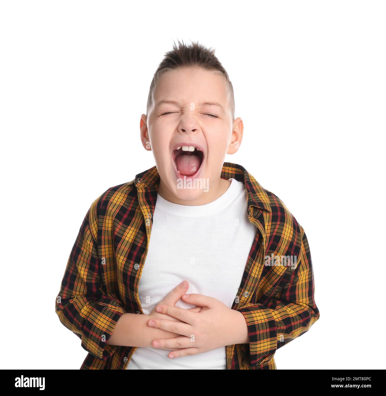 Portrait of emotional little boy on white background Stock Photo - Alamy