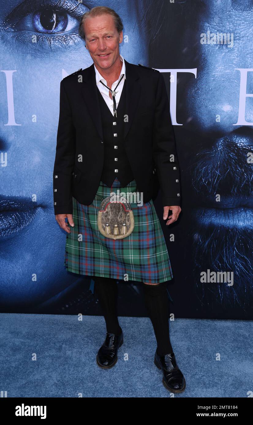 Iain Glen arrives at the LA Premiere of "Game of Thrones" at The Walt ...