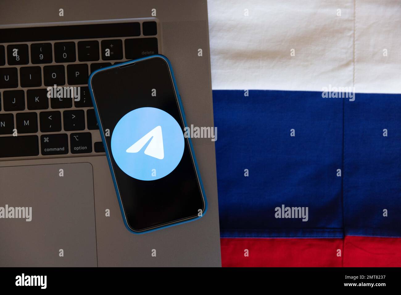Illustration showing Telegram Messenger App logo displayed on a mobile ...