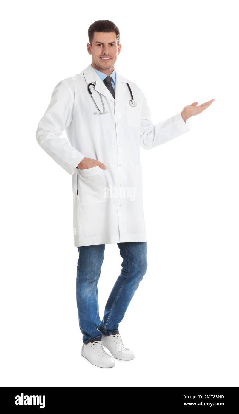 Full length portrait of doctor on white background Stock Photo - Alamy