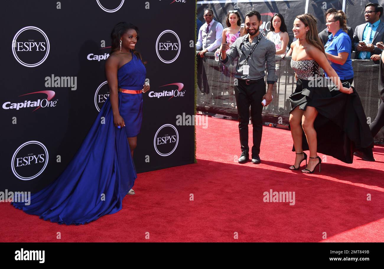 Gymnast Simone Biles arrives at the ESPYS at the Microsoft Theater on ...