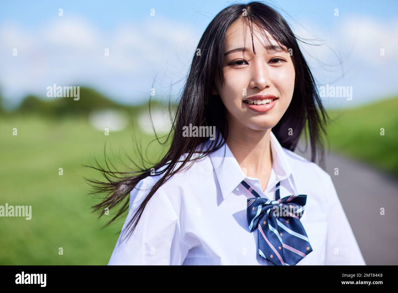 Japanese high school student portrait outdoors Stock Photo - Alamy