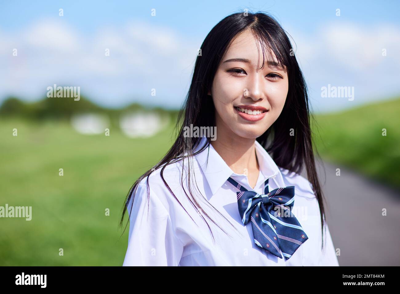 Japanese high school student portrait outdoors Stock Photo - Alamy