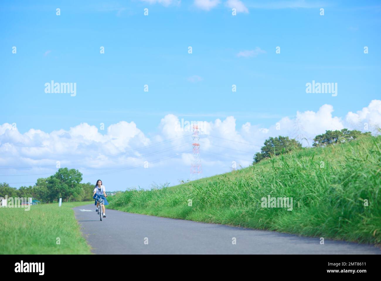 Japanese high school student on a bike outdoors Stock Photo - Alamy