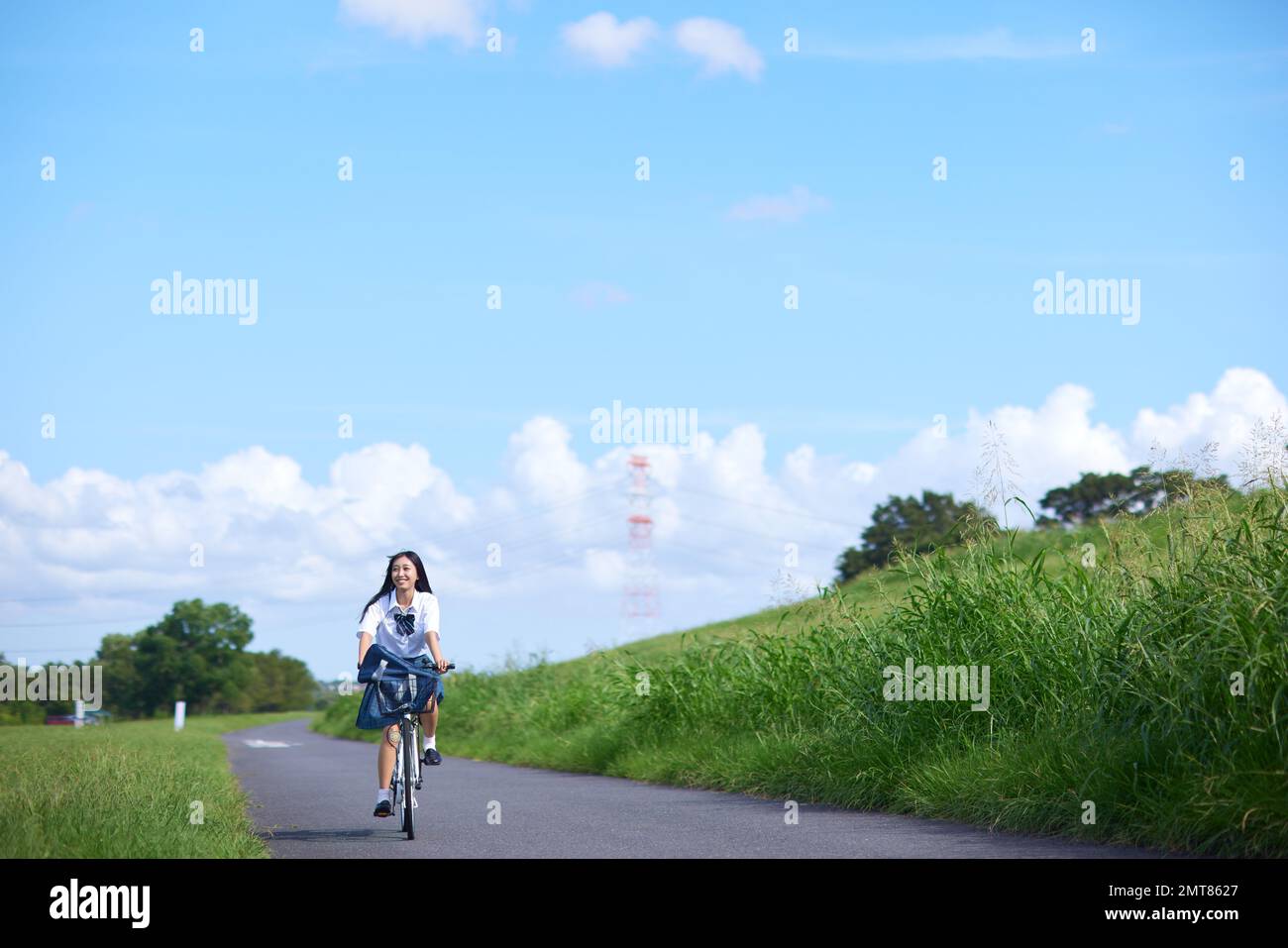 Japanese high school student on a bike outdoors Stock Photo - Alamy