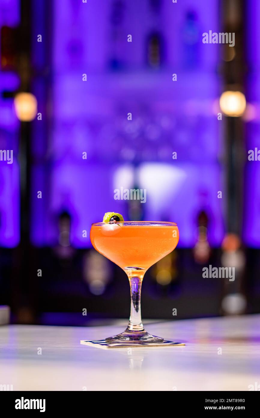 Cocktails at the bar of a restaurant. Tasty alcoholic drink Stock Photo ...