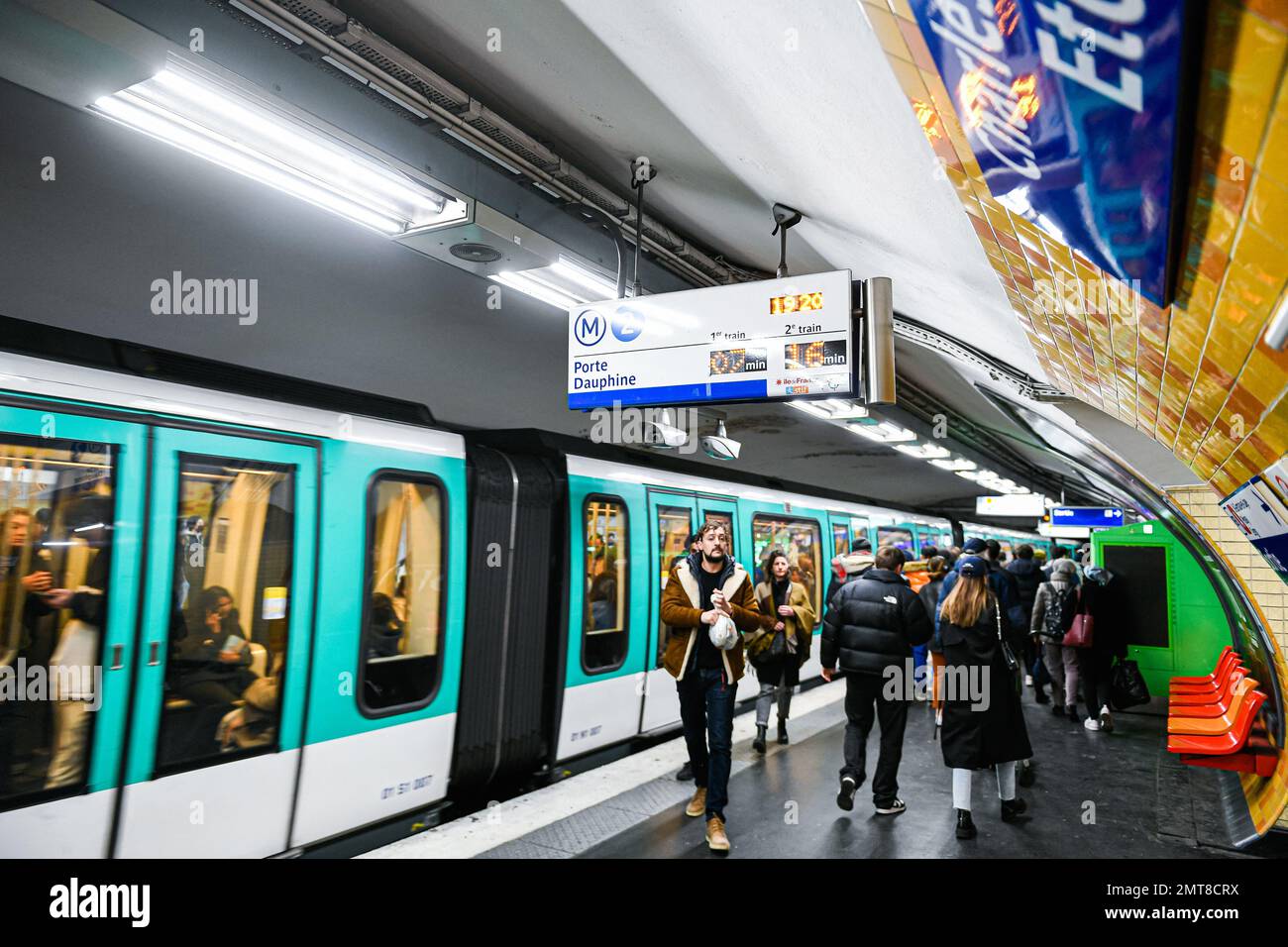 Illustration picture shows the platform of a Parisian subway station ...