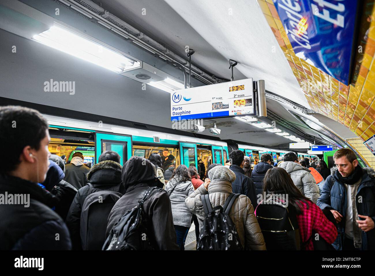 Illustration picture shows the platform of a Parisian subway station ...