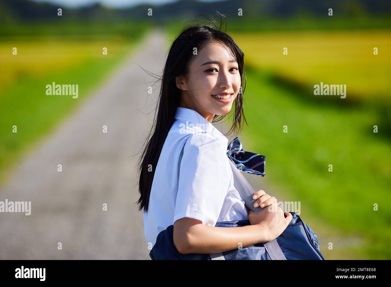Japanese high school student portrait outdoors Stock Photo - Alamy