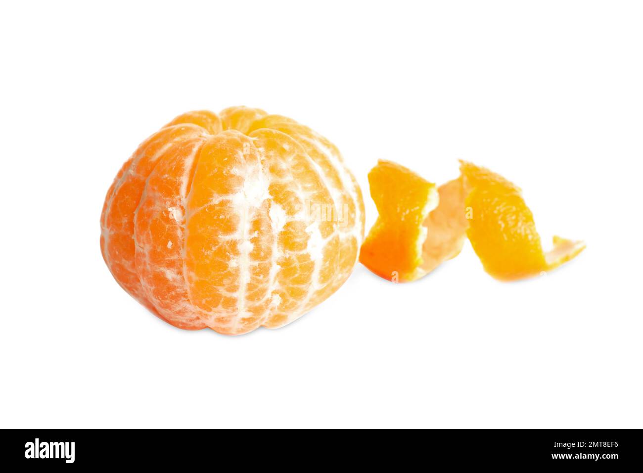Peeled fresh juicy tangerine with zest isolated on white Stock Photo ...