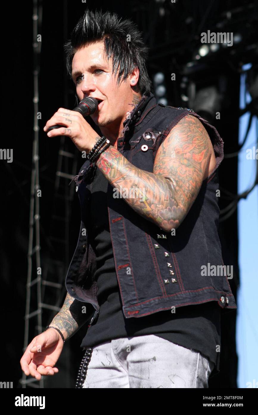 Jacoby Shaddix performs live on the main stage with his band Papa Roach ...