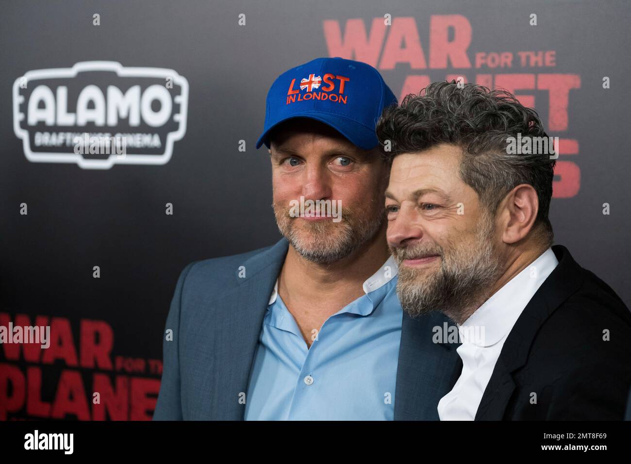 Woody Harrelson, left, and Andy Serkis attend a "War for the Planet of ...