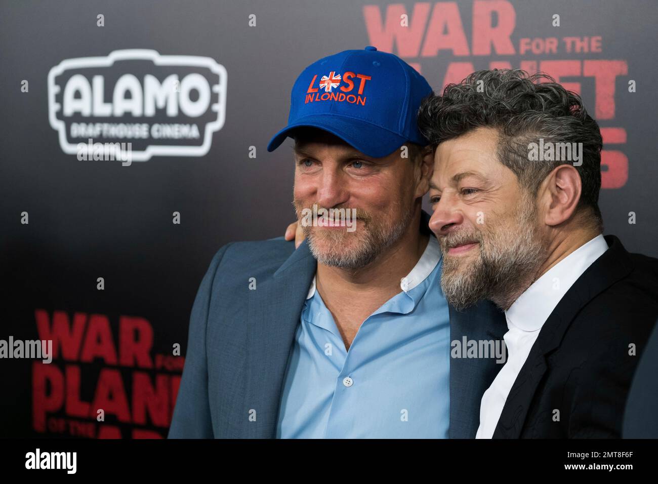 Woody Harrelson, left, and Andy Serkis attend a "War for the Planet of ...