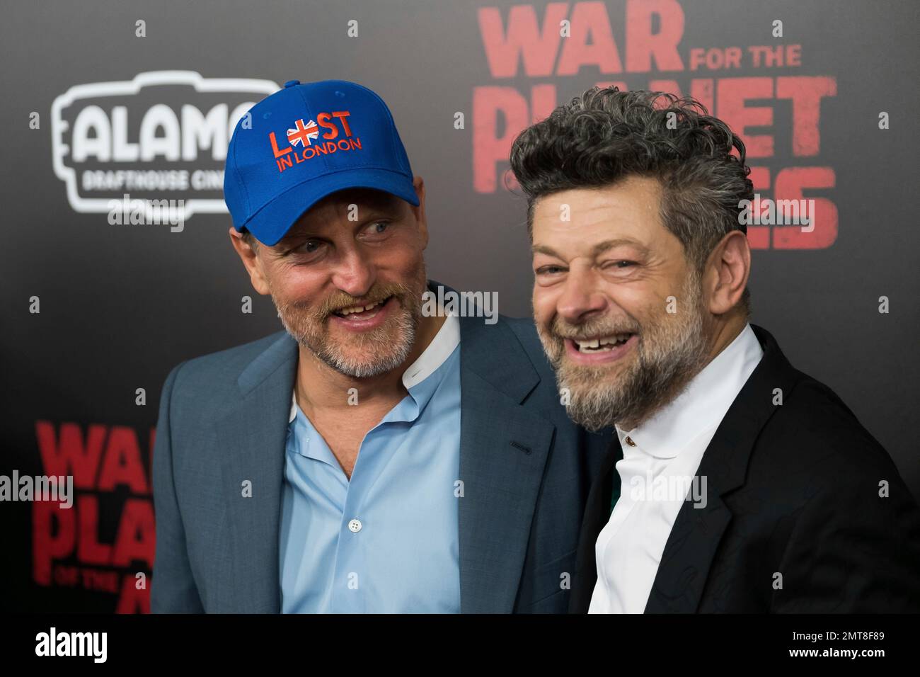 Woody Harrelson, left, and Andy Serkis attend a "War for the Planet of ...