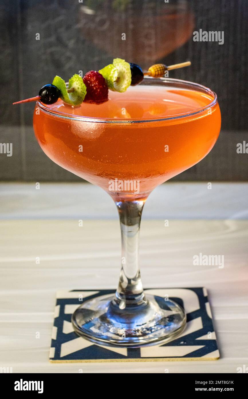 Cocktails at the bar of a restaurant. Tasty alcoholic drink Stock Photo ...