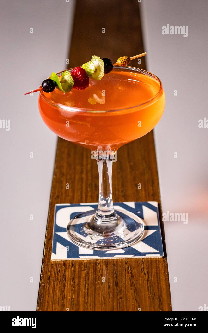 Cocktails at the bar of a restaurant. Tasty alcoholic drink Stock Photo ...