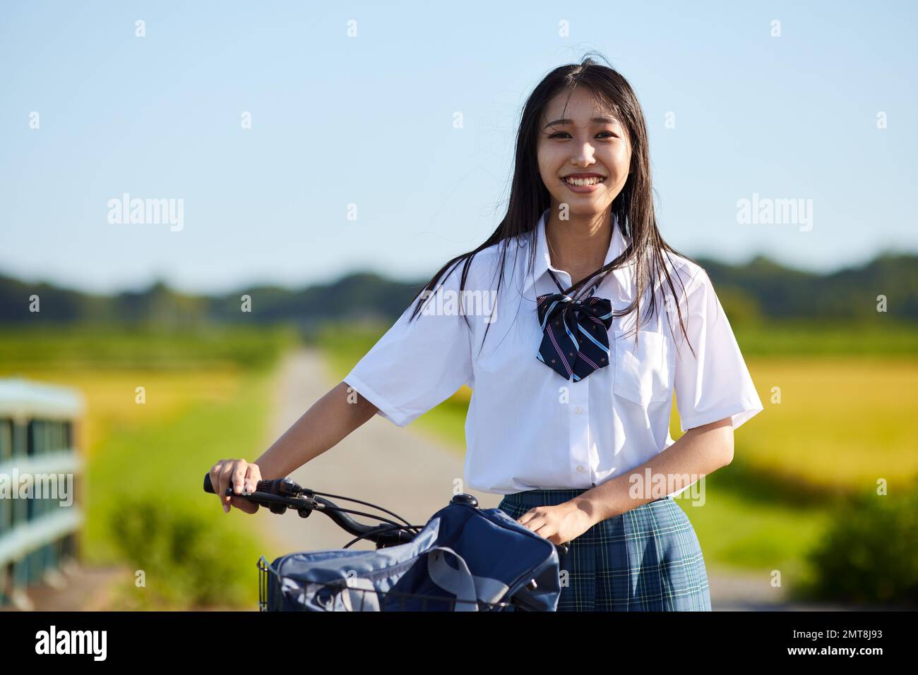 Japanese high school student portrait outdoors Stock Photo - Alamy