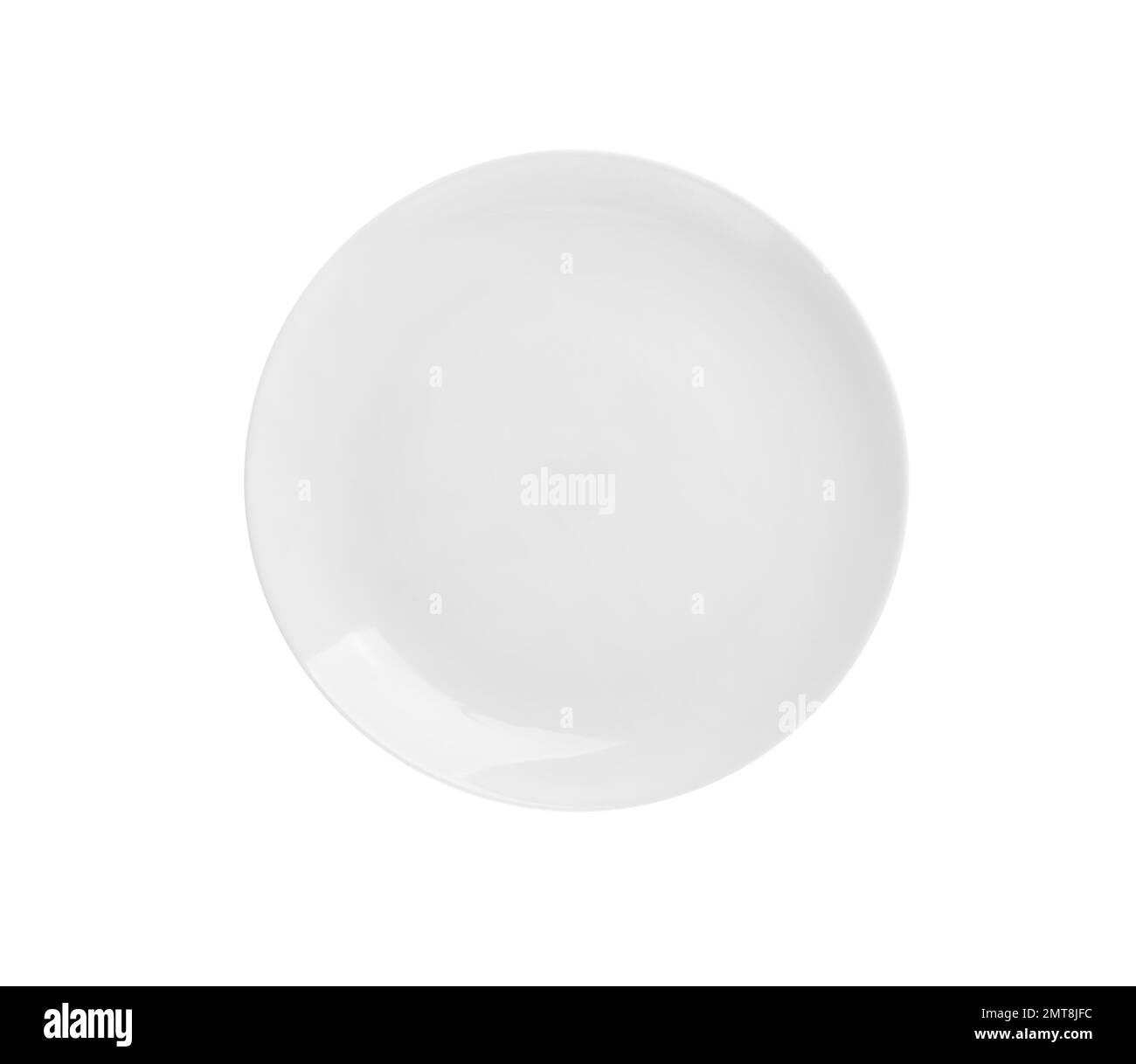 Stylish empty ceramic plate isolated on white, top view Stock Photo - Alamy