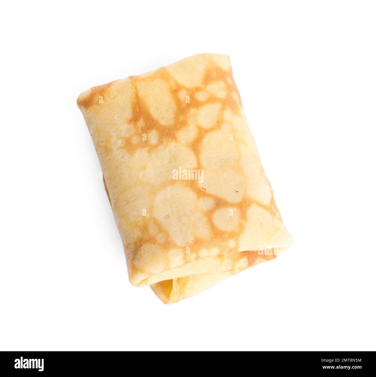 Folded fresh thin pancake isolated on white, top view Stock Photo - Alamy
