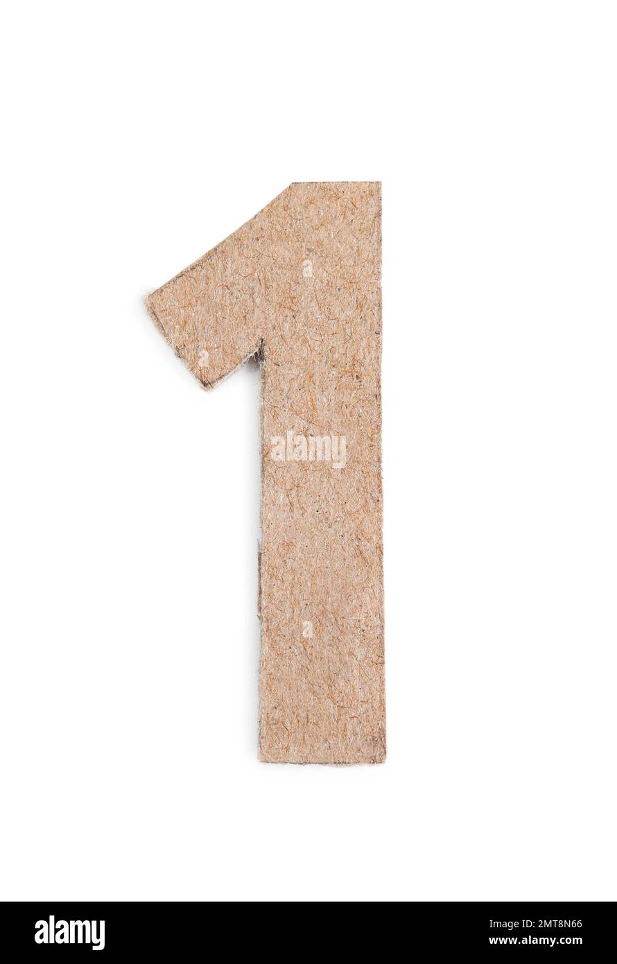 Number 1 made of cardboard isolated on white Stock Photo - Alamy