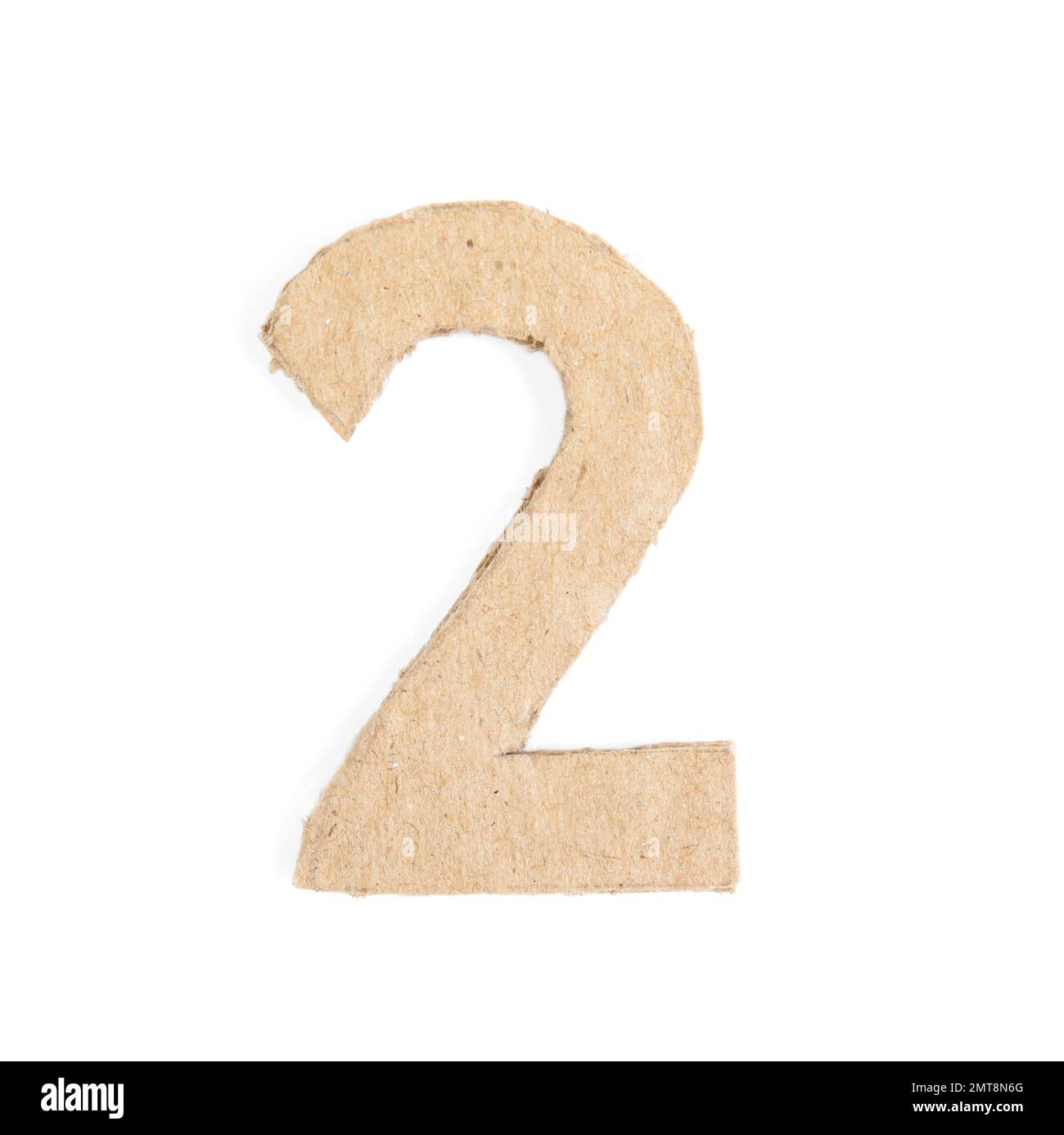 Number 2 made of cardboard isolated on white Stock Photo - Alamy