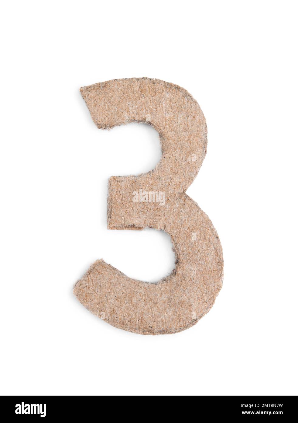 Number 3 made of cardboard isolated on white Stock Photo - Alamy