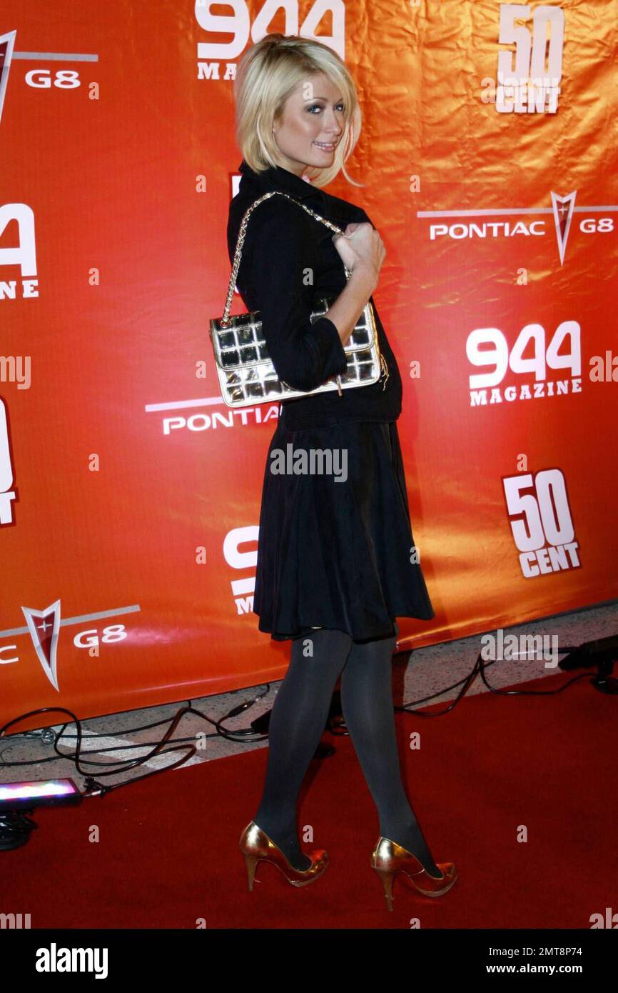 Paris Hilton arrives at the 50 Cent performance on the Pontiac Garage ...