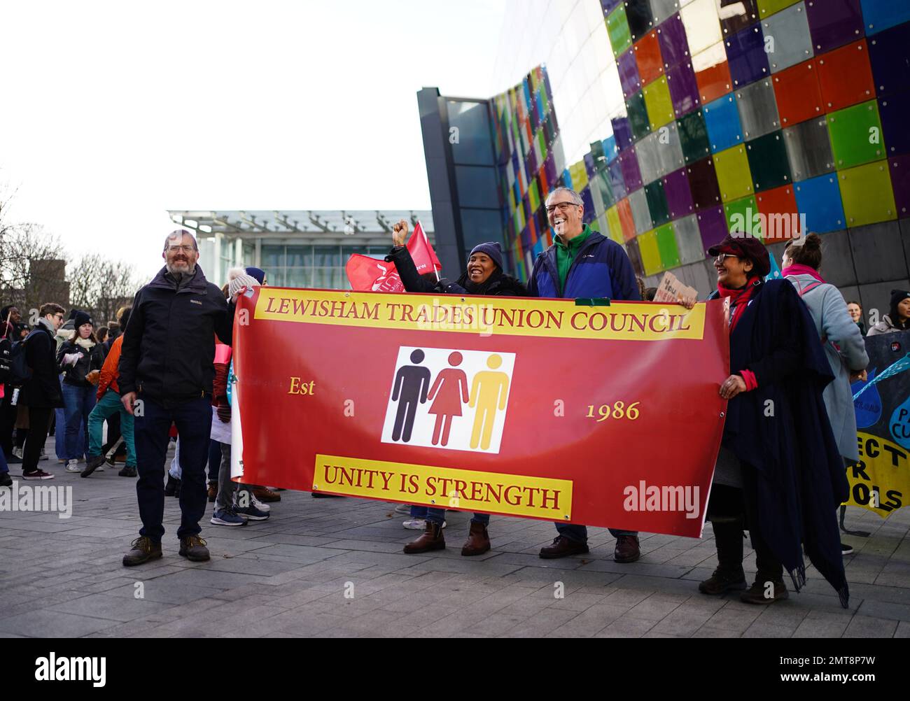 Members of the Lewisham Trades Union Council join strikers from across ...