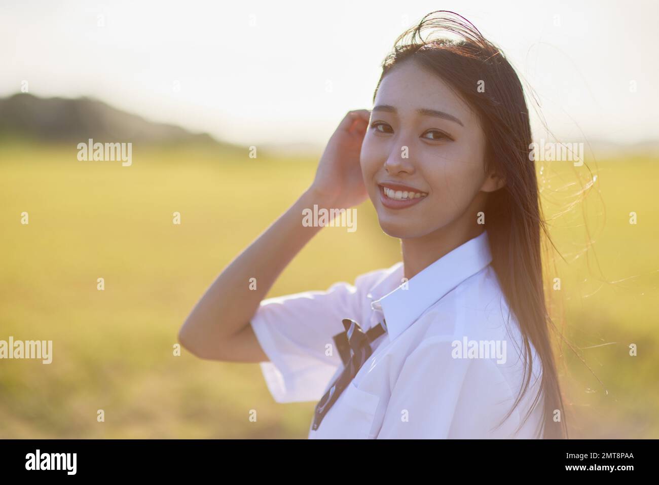 Japanese high school student portrait outdoors Stock Photo - Alamy