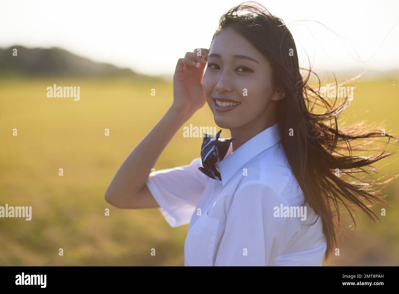 Japanese high school student portrait outdoors Stock Photo - Alamy