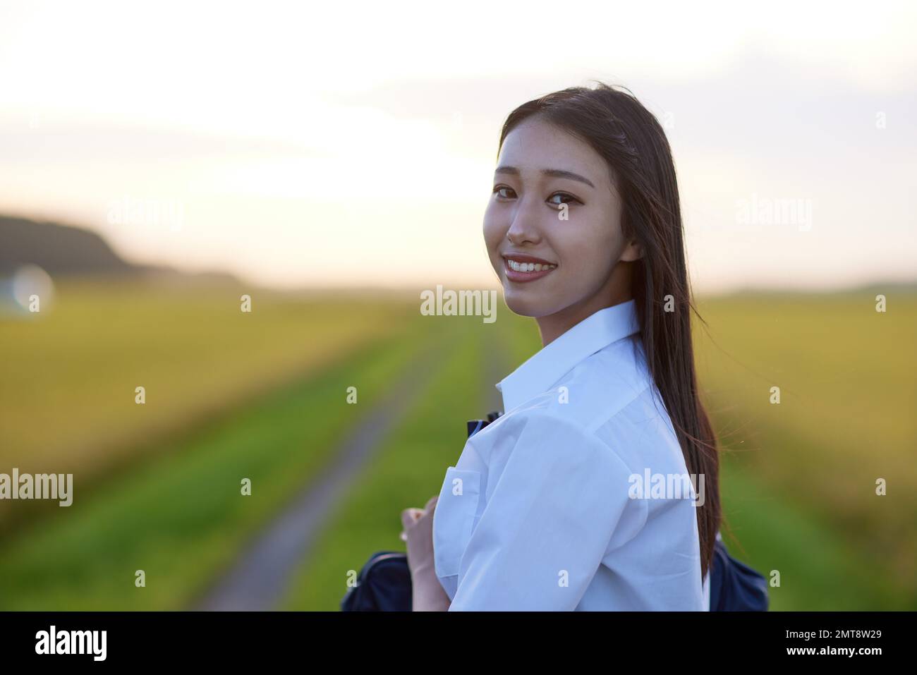 Japanese high school student portrait outdoors Stock Photo - Alamy