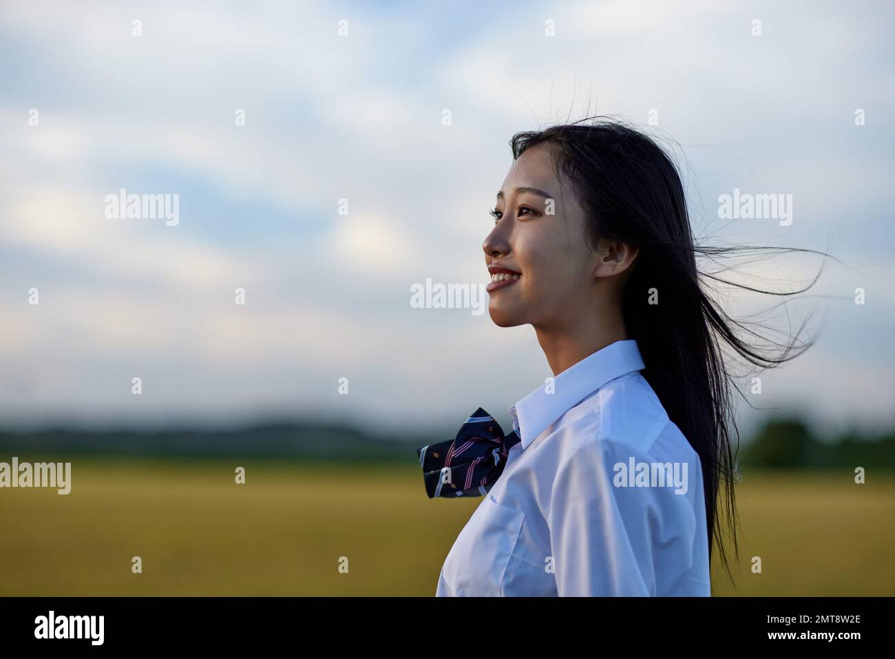 Japanese high school student portrait outdoors Stock Photo - Alamy