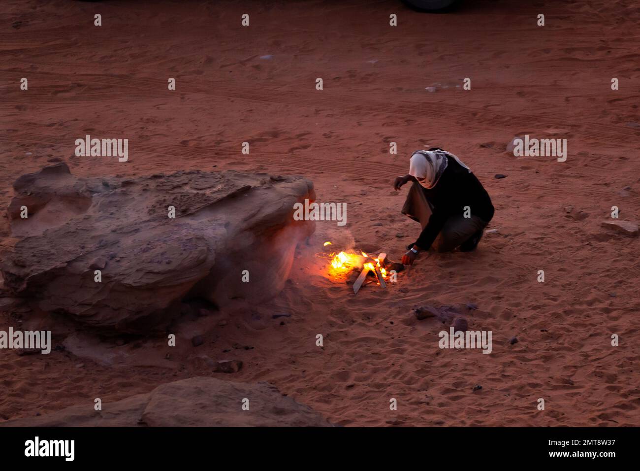 Jordan, Wadi Rum - November 1, 2022: Bedouin man prepares traditional ...