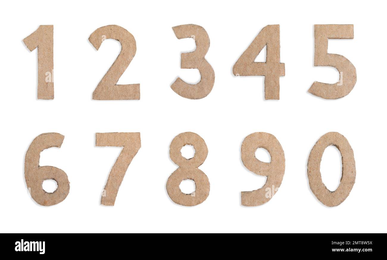 Collage with numbers made of cardboard on white background Stock Photo ...