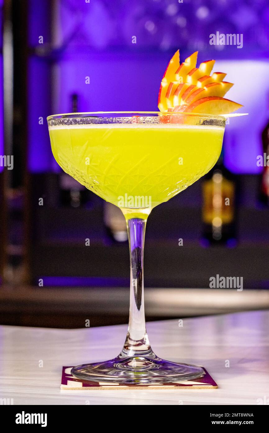 Cocktails at the bar of a restaurant. Tasty alcoholic drink Stock Photo ...
