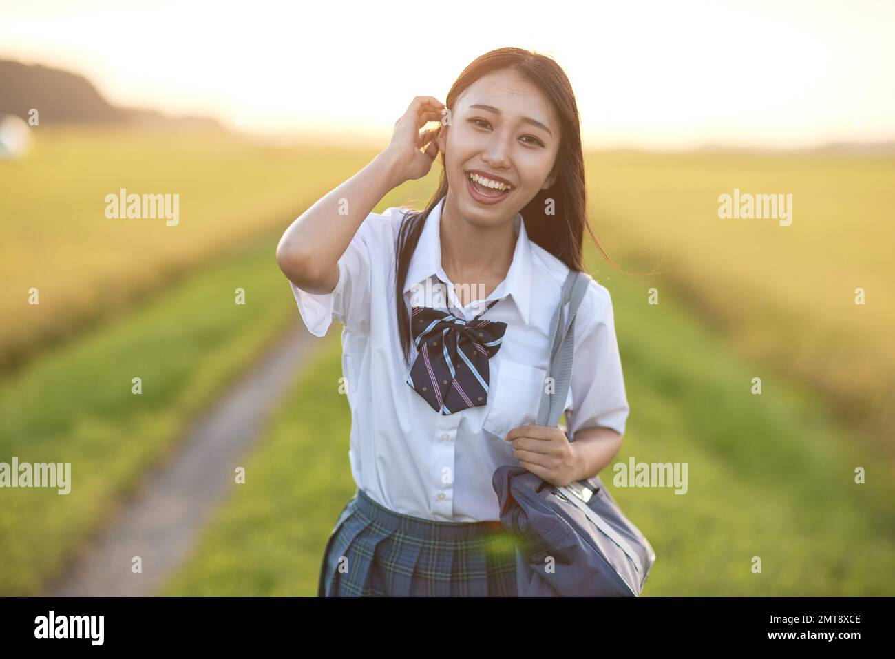 Japanese high school student portrait outdoors Stock Photo - Alamy