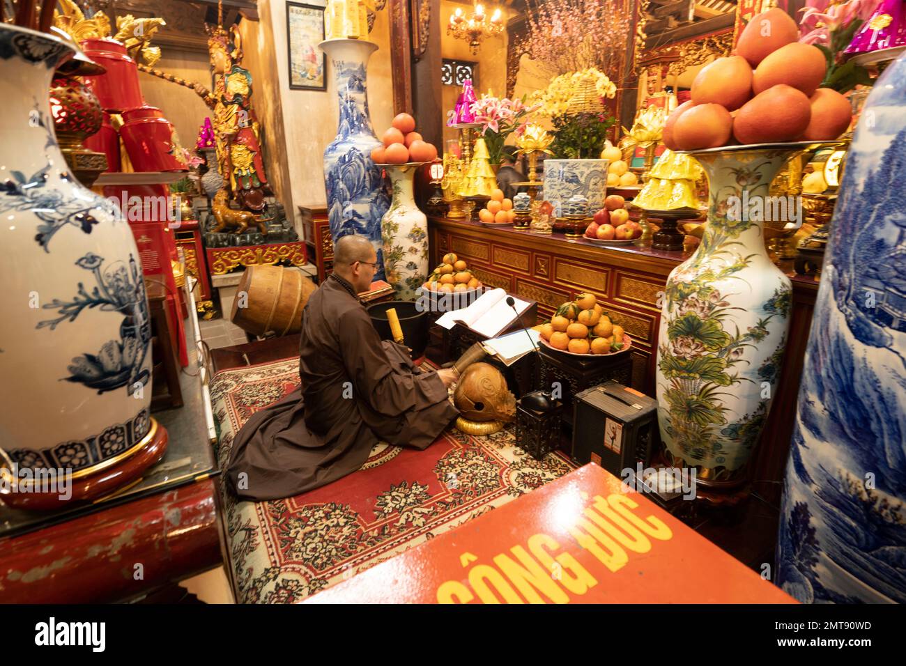 Hanoi, Vietnam, January 2023. view of the Chua Dien Huu Taoist temple ...