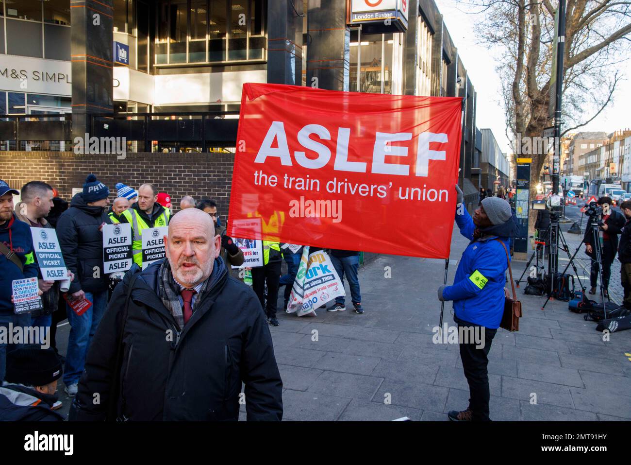 London, UK. 1st Feb, 2023. Mick Whelan, General Secretary of ASLEF, on ...