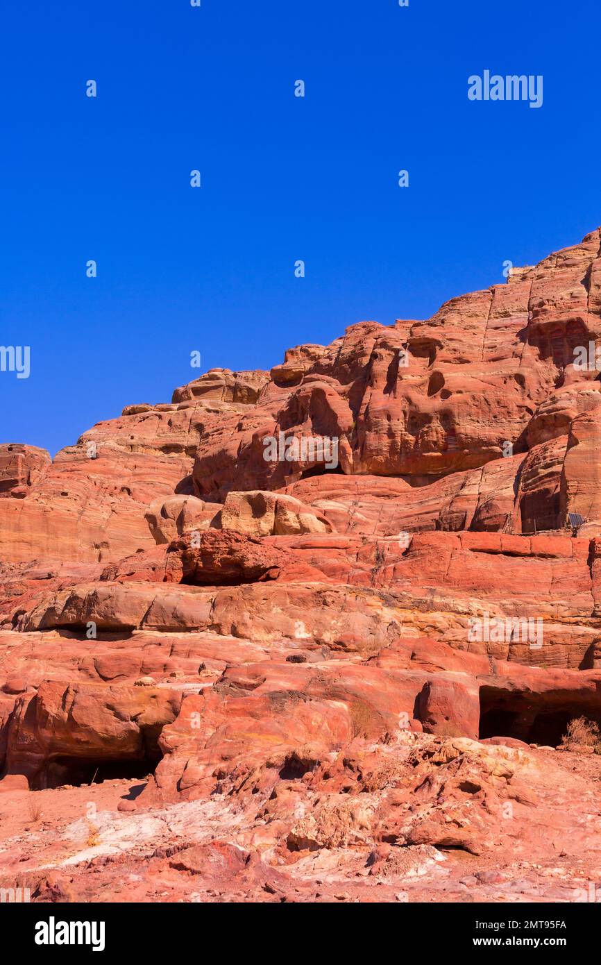 Facades Street caves in the ancient city of Petra City, Jordan Petra ...