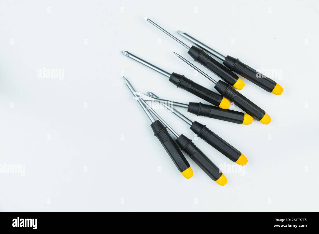 Large group of different screwdrivers on the white background Stock ...