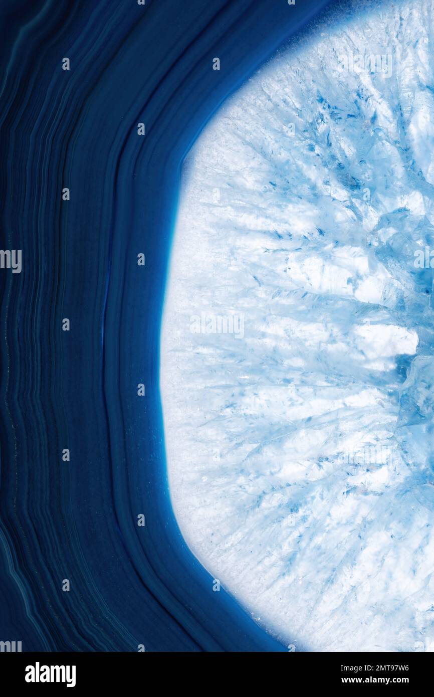 Amazing blue agate cut cross section with gold edge. Natural crystal ...