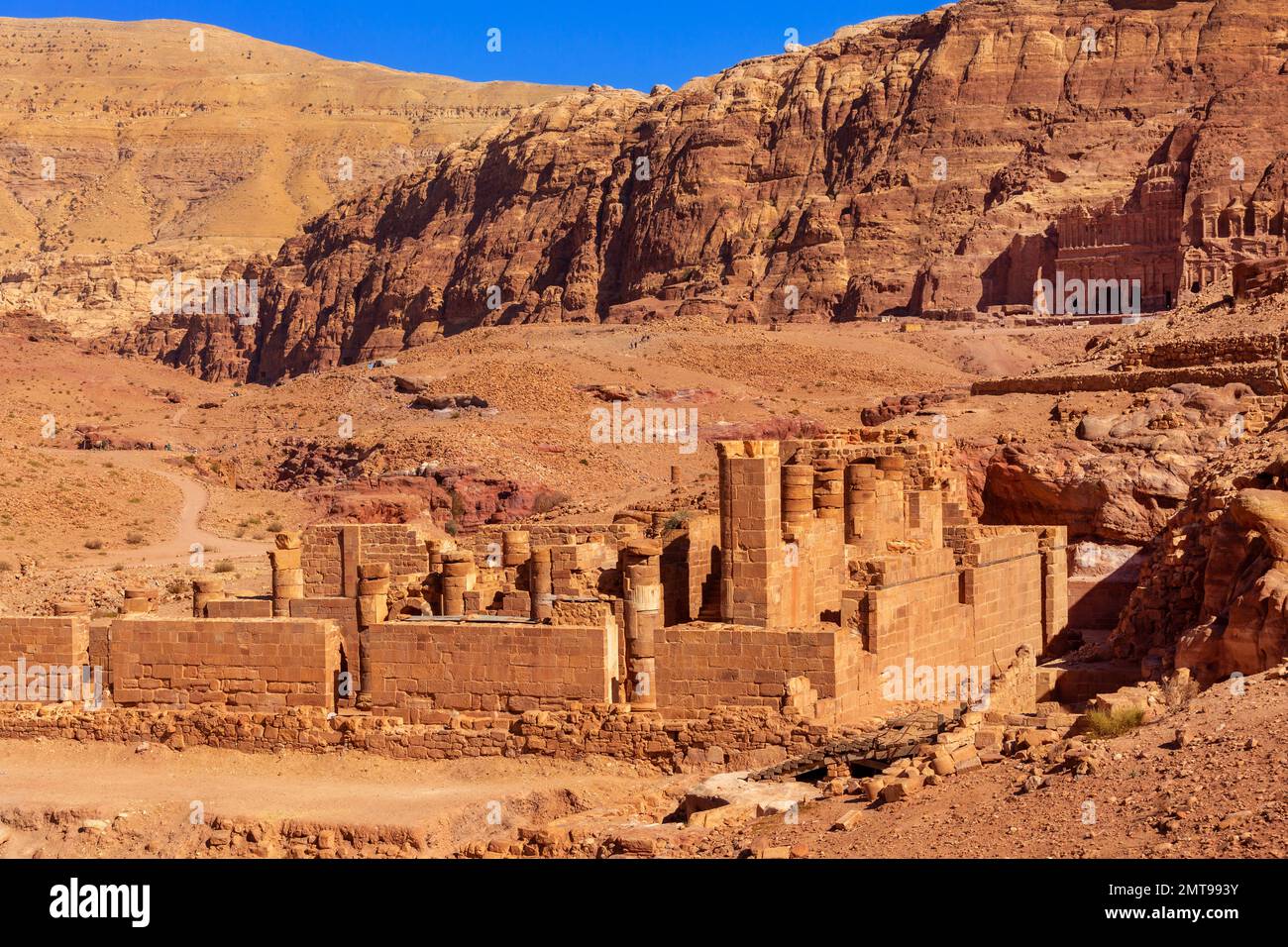 Petra, Jordan Ruins of the Great temple and Royal tombs Stock Photo - Alamy