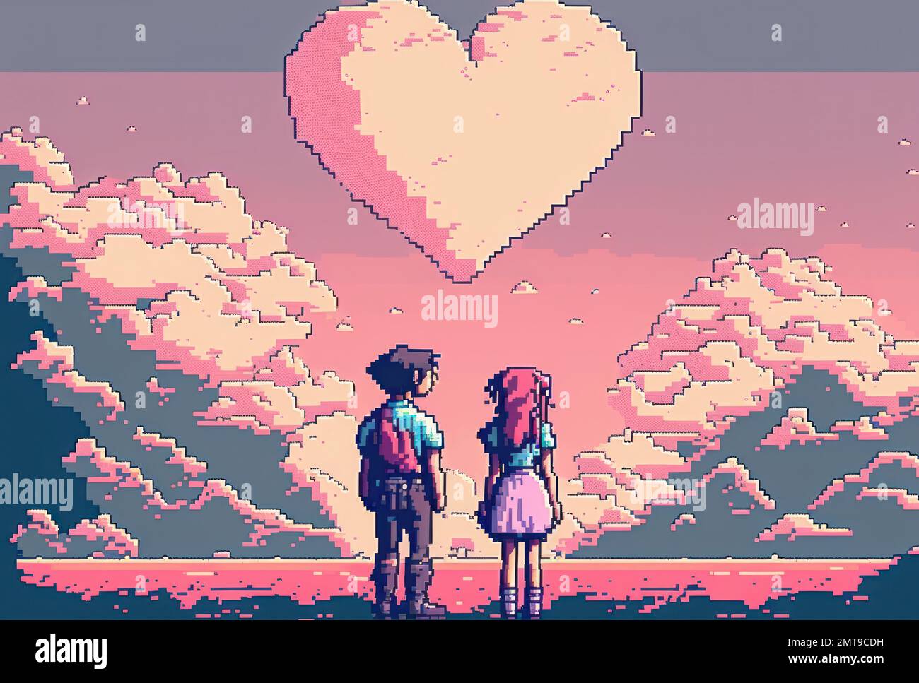 Valentine card background pixel art style graphic Stock Photo - Alamy