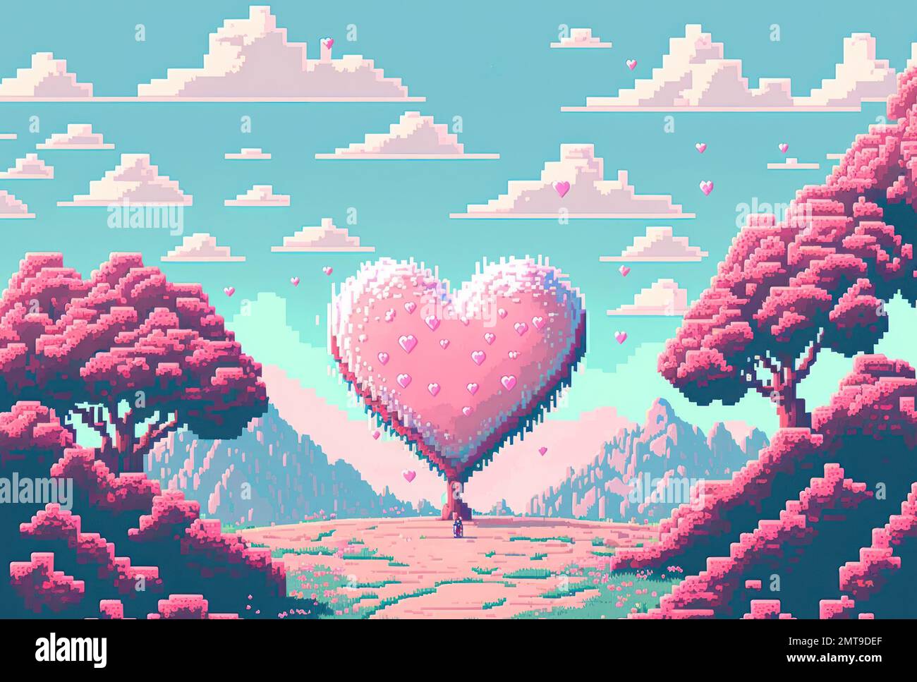 Valentine card background pixel art style graphic Stock Photo - Alamy