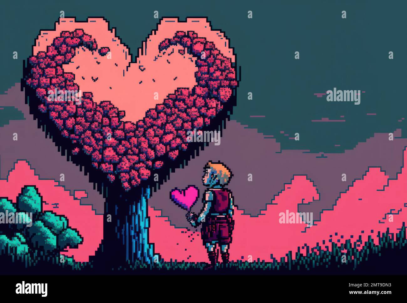 Valentine card background pixel art style graphic Stock Photo - Alamy